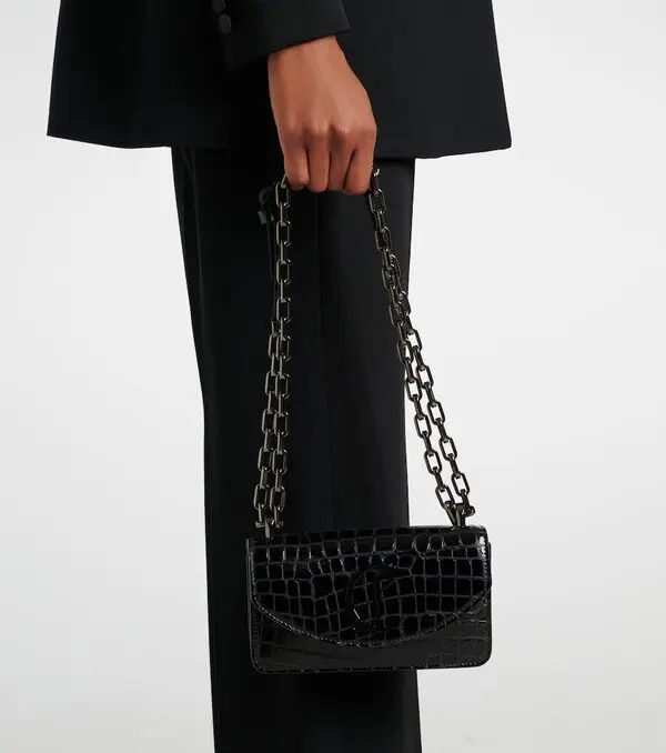 CHRISTIAN LOUBOUTIN Loubi54 Croc-effect Leather Shoulder Bag