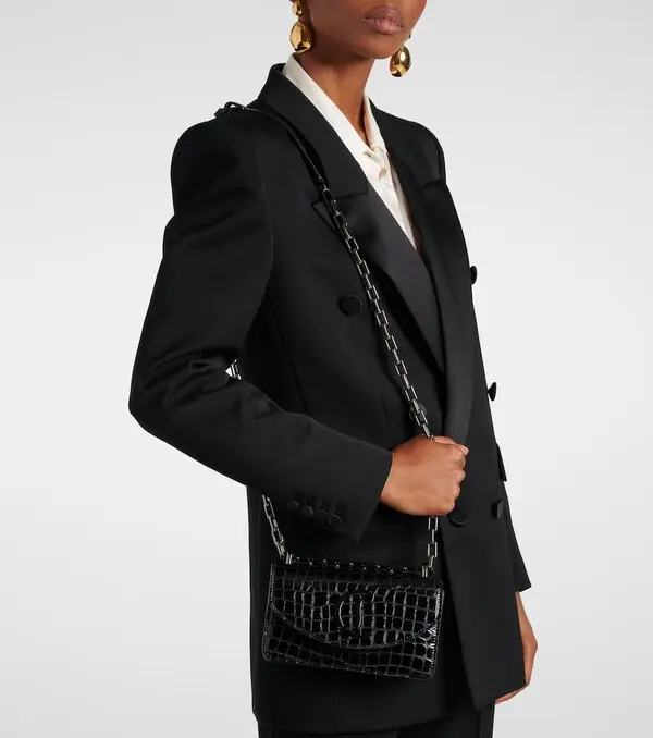 CHRISTIAN LOUBOUTIN Loubi54 Croc-effect Leather Shoulder Bag