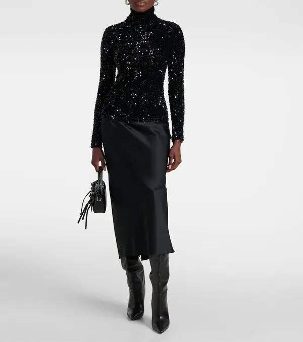 XU ZHI Sequined Top - Black