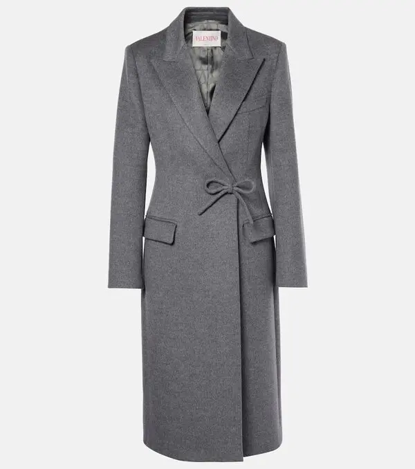 Valentino Garavani Bow-detail Wool And Cashmere Coat