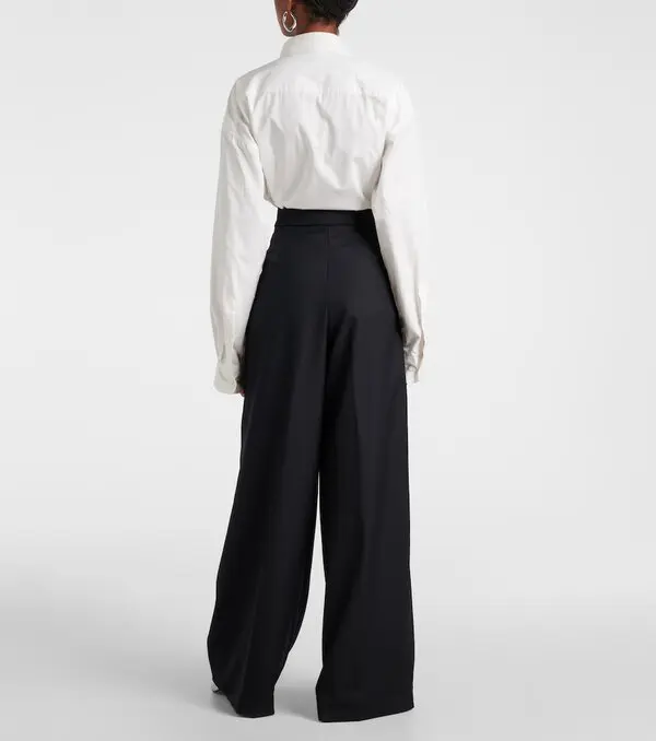 Dries Van Noten Pleated Wool Wide-leg Pants - Black