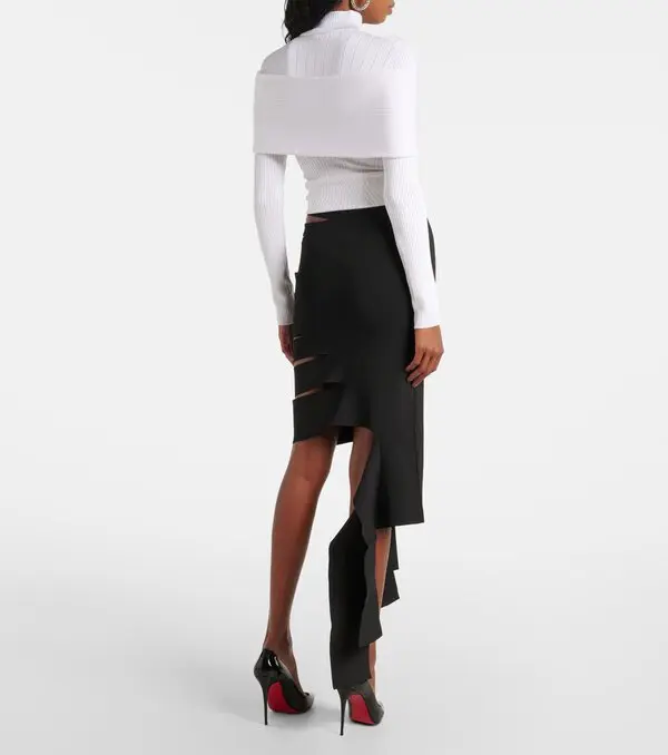 MUGLER Asymmetric Cutout Midi Skirt