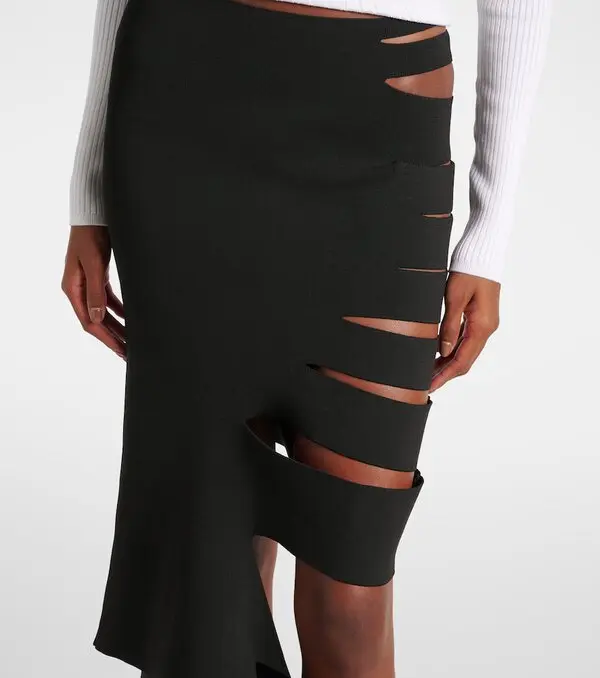 MUGLER Asymmetric Cutout Midi Skirt
