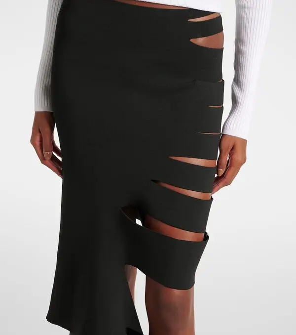 MUGLER Asymmetric Cutout Midi Skirt