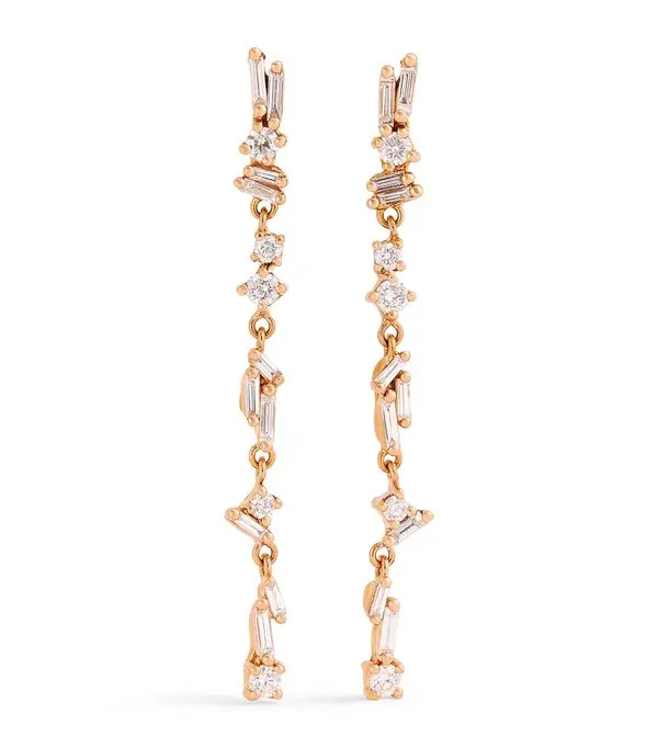 SUZANNE KALAN Diamond Drop Earrings - Rose Gold