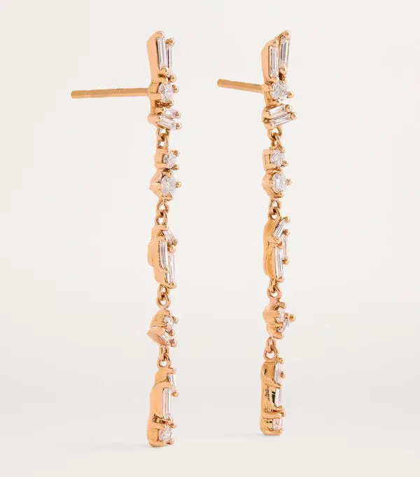 SUZANNE KALAN 18k Diamond Drop Earrings - Rose Gold
