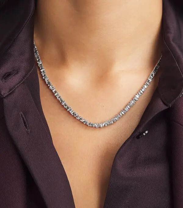SUZANNE KALAN Gold And Diamond Mini Classic Tennis Necklace