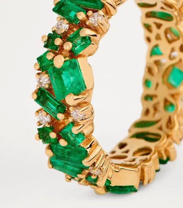 SUZANNE KALAN Yellow Diamond And Emerald La Fantaisie Eternity Ring