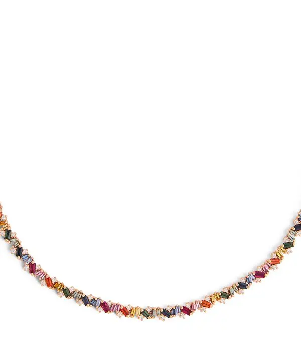 SUZANNE KALAN Frenzy Tennis Necklace With Sapphires And Diamonds - Rose Gold