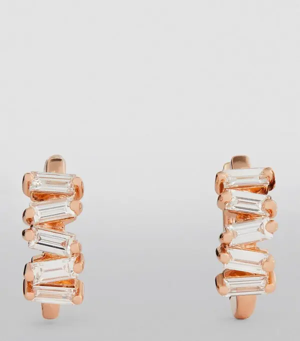 SUZANNE KALAN Diamond Huggie Earrings - Rose Gold