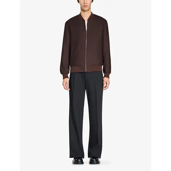 Sandro Regular-fit Technical Wool-blend Jacket - Chocolate