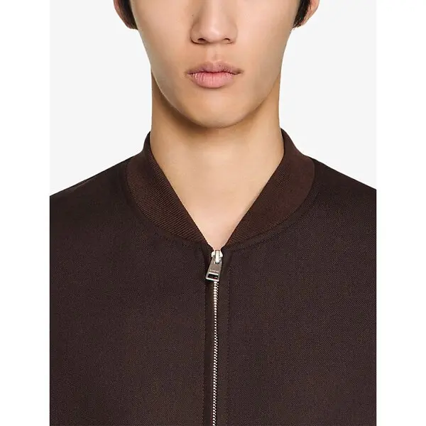 Sandro Regular-fit Technical Wool-blend Jacket - Chocolate