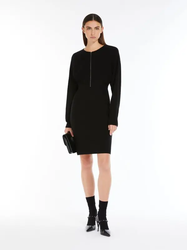 pinko knit dress Long rib-knit dress with asymmetrical neckline main image 1