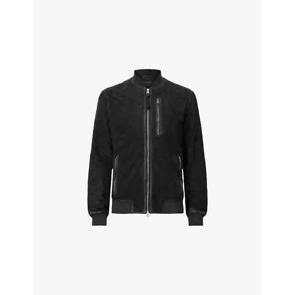 ALLSAINTS Kemble Regular-fit Zip-up Suede Bomber Jacket - Black