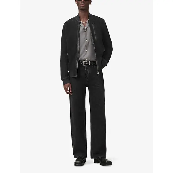 ALLSAINTS Kemble Regular-fit Zip-up Suede Bomber Jacket - Black