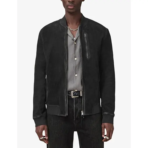 ALLSAINTS Kemble Regular-fit Zip-up Suede Bomber Jacket - Black