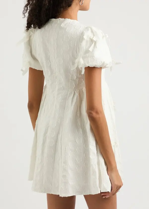 SISTER JANE Nana Bow-embellished Cotton-blend Mini Dress