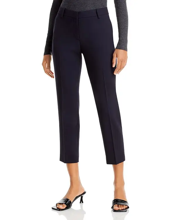 Theory Treeca Wool-blend Cropped Pants - Deep Navy