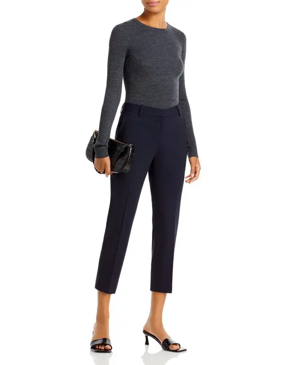 Theory Treeca Wool-blend Cropped Pants - Deep Navy