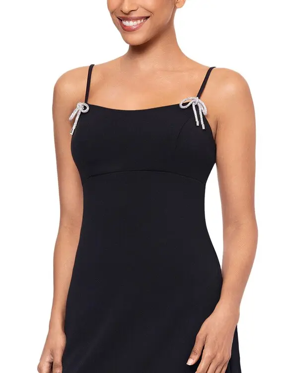 Aqua Scuba Crepe Rhinestone Bow Mini Dress