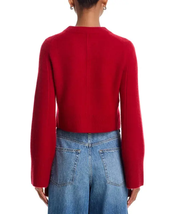 Aqua 100% Cashmere Cropped Cardigan - Cinnamon