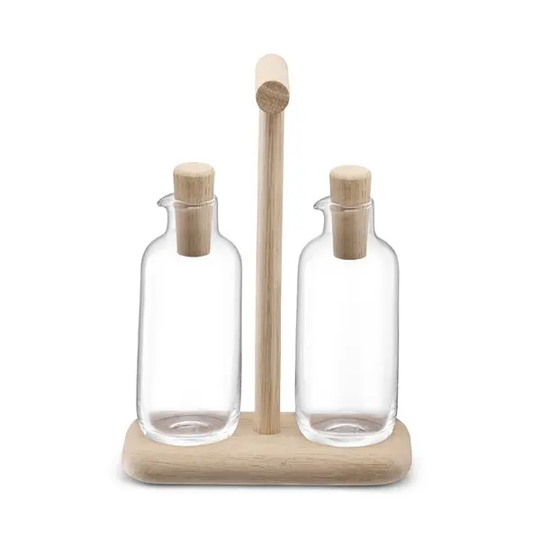 LSA Dine Oil & Vinegar Set With Oak Stand - Clear