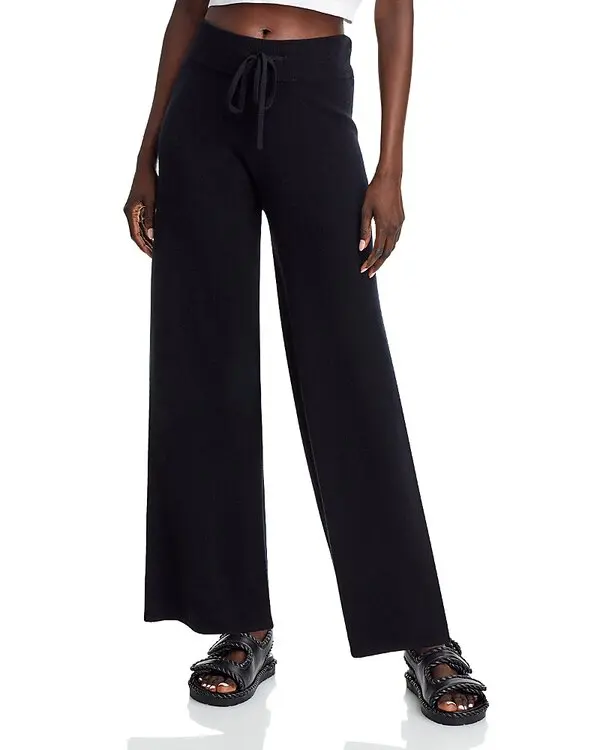 Aqua 100% Cashmere Drawstring Pants - Black