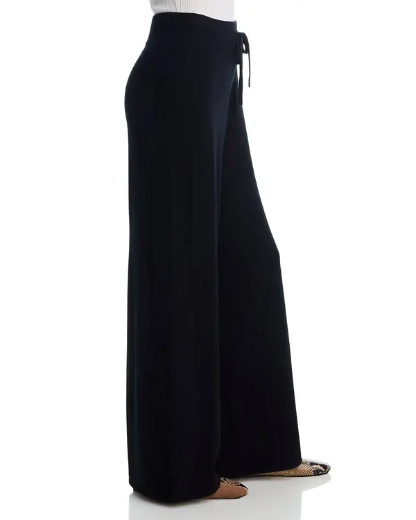 Aqua 100% Cashmere Drawstring Pants - Black