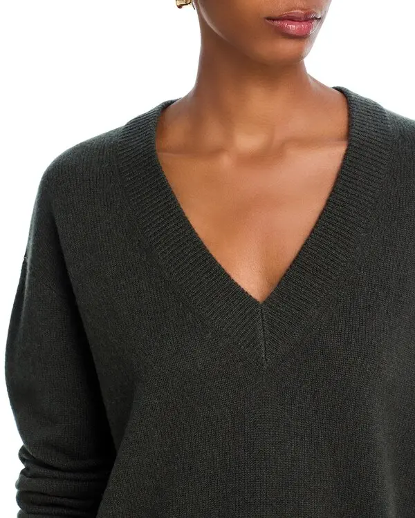 Aqua 100% Cashmere Drop Shoulder V-neck Sweater