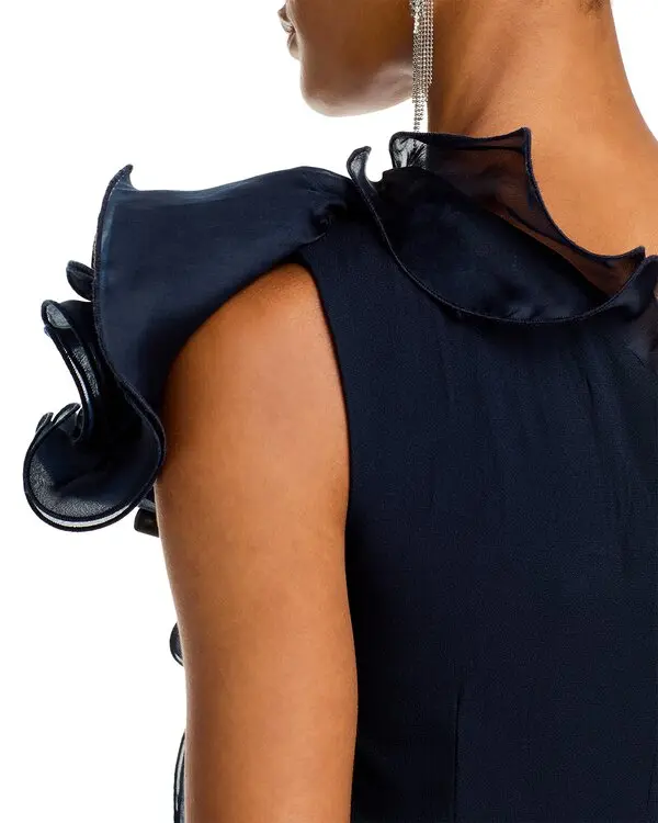 Rickie Freeman For Teri Jon One Shoulder Crepe Gown - Navy