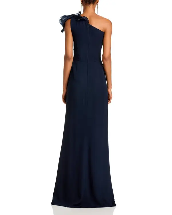 Rickie Freeman For Teri Jon One Shoulder Crepe Gown - Navy