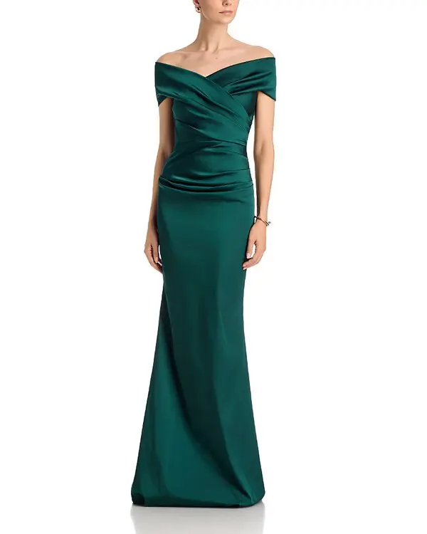 Rickie Freeman For Teri Jon Satin Stretch Gown - Forest