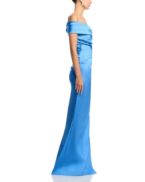 Rickie Freeman For Teri Jon Satin Stretch Gown - Periwinkle | Editorialist