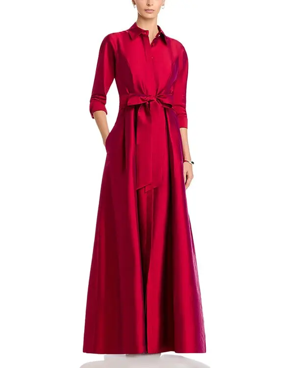 Rickie Freeman For Teri Jon Shirt Dress Gown - Cherry