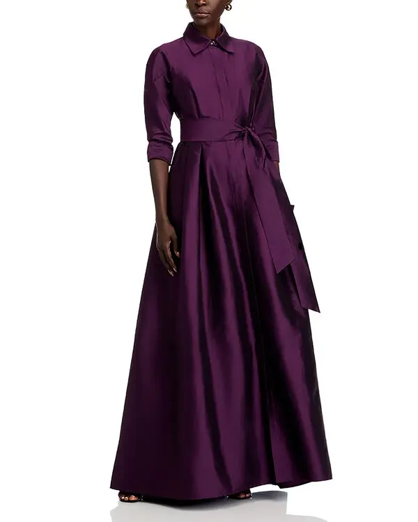 Rickie Freeman For Teri Jon Shirt Dress Gown - Plum