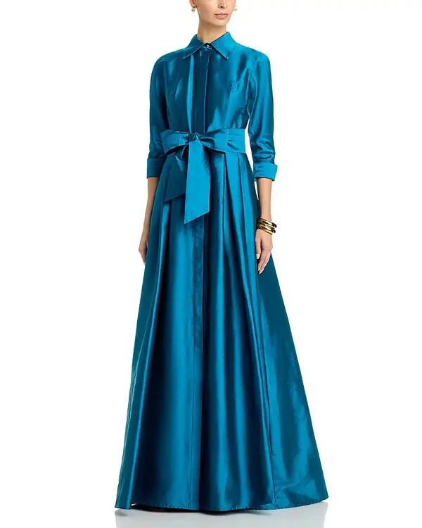 Rickie Freeman For Teri Jon Shirt Dress Gown - Teal