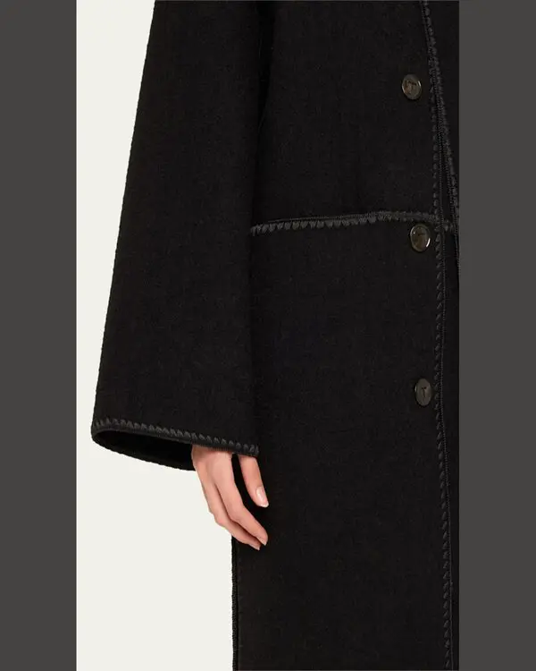 TOTÊME - Toteme Fringe Embroidered Wool Coat