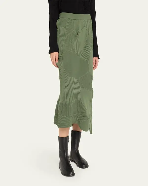 Issey Miyake Kone Kone Ribbed Knit Skirt - Black