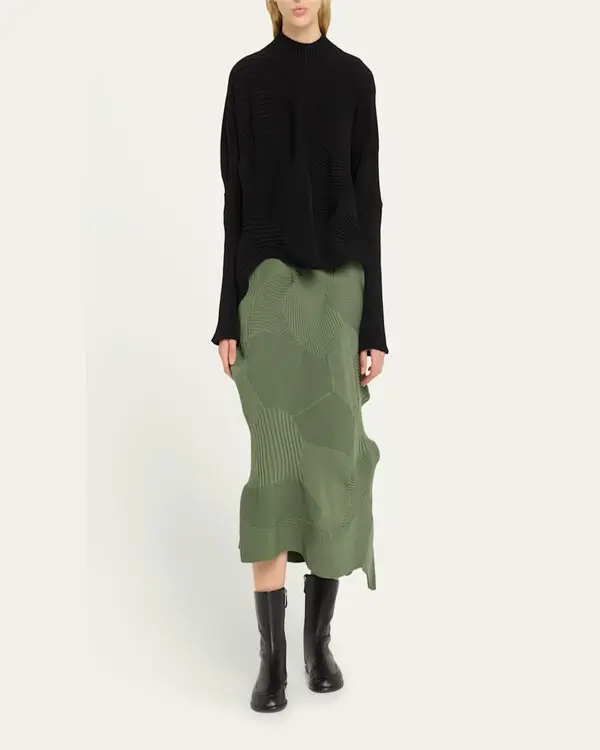 Issey Miyake Kone Kone Ribbed Knit Skirt - Black