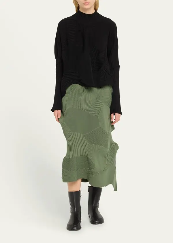 Issey Miyake Kone Kone Ribbed Knit Skirt - Black