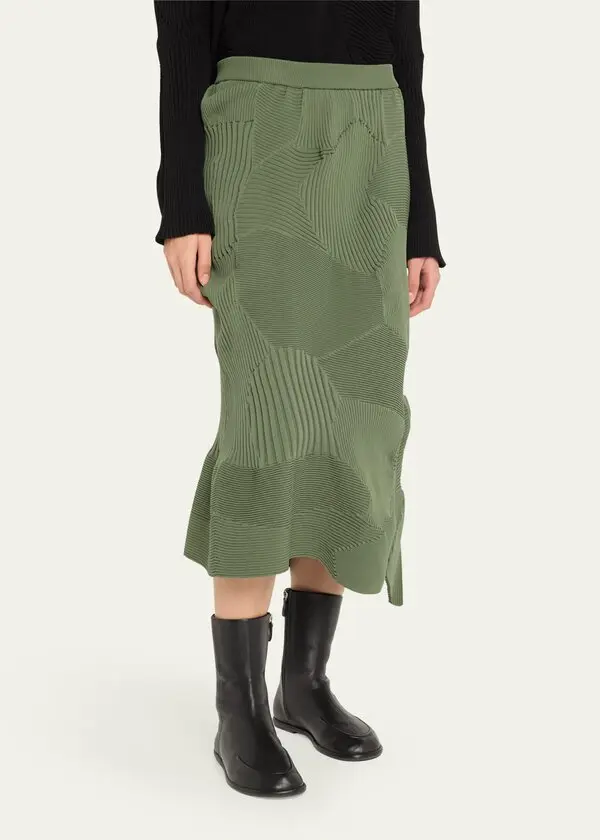 Issey Miyake Kone Kone Ribbed Knit Skirt - Black