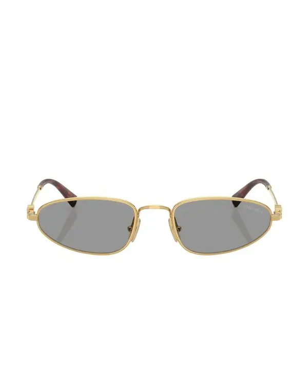 Miu Miu Logo Oval Sunglasses - Gold