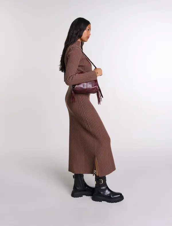 oatmeal knitted dress What You Need Oatmeal Brown Midi Sweater Dress, X-Large - The Mint Julep Boutique