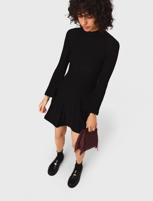 Maje Polyester High-neck Mini Skater Dress