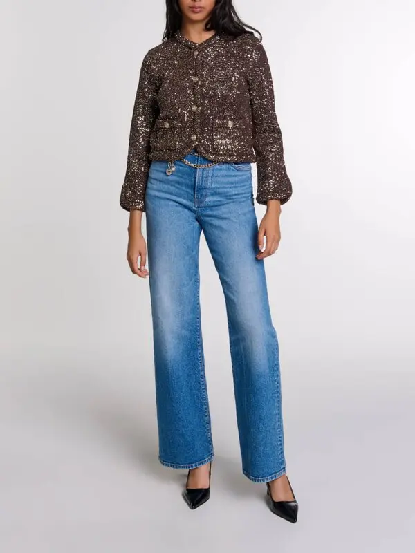 Maje Sequin Cardigan - Brown