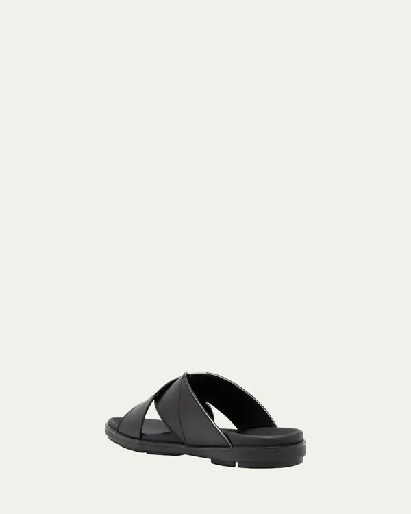 Prada Leather Crisscross Slide Sandals