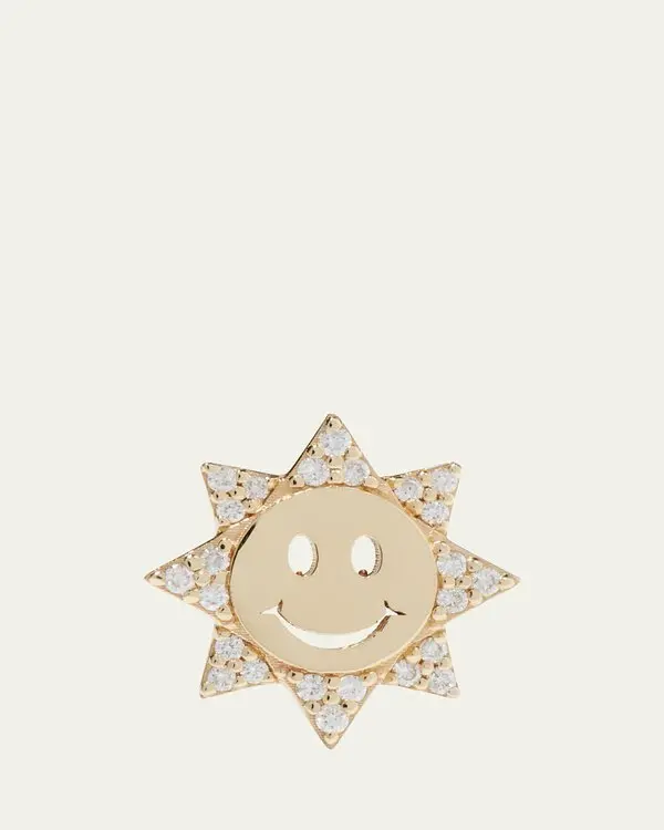 SYDNEY EVAN 14k Diamond Happy Face Single Stud Earring