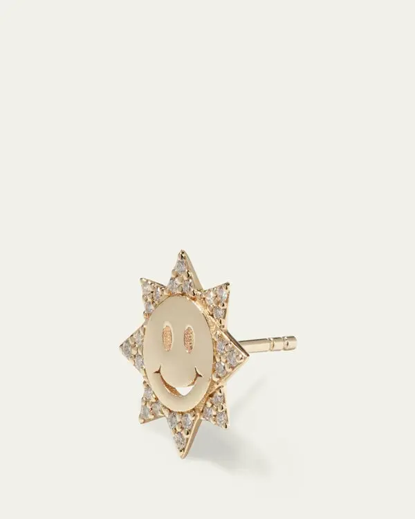 SYDNEY EVAN 14k Diamond Happy Face Single Stud Earring