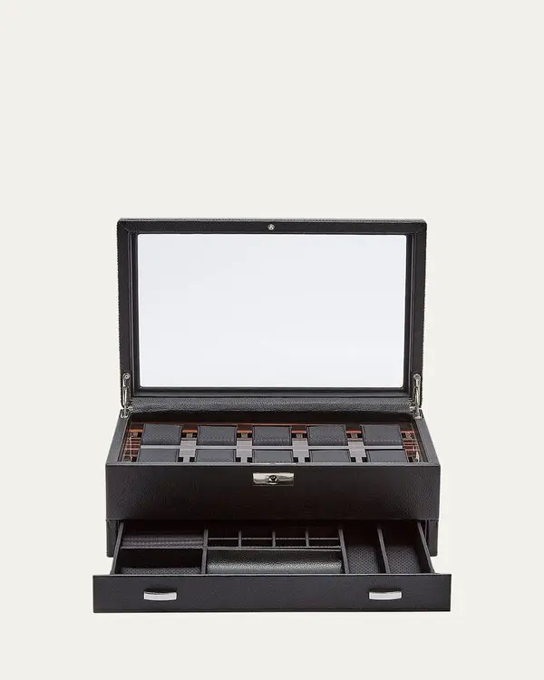 Wolf Roadster 10-Piece Watch Box With Drawer Black Editorialist