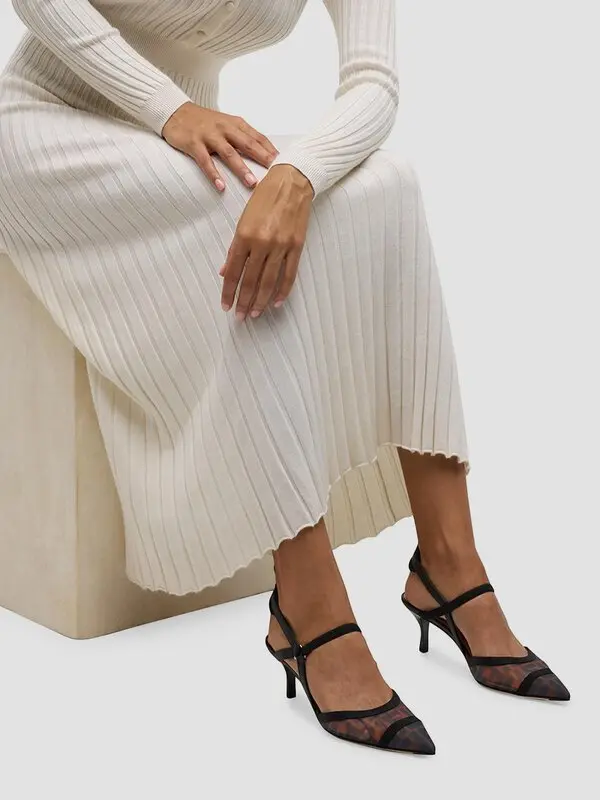 Fendi Colibri Lite 55mm Slingback Pumps - Nero